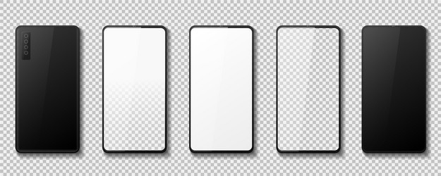 Realistic smartphone display mockup set Royalty Free Vector