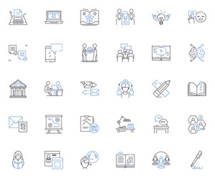 Study line icons collection analyze memorize Vector Image