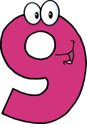 Funny agenta number nine 9 cartoon character Vector Image