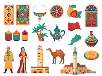 Travel to morocco set moroccan art and culture Vector Image