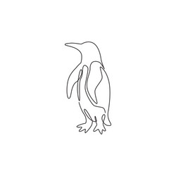One single line drawing fun cute penguin Vector Image