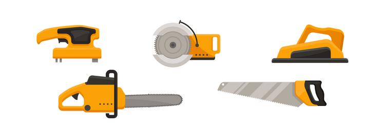 Yellow power tool for construction work set Vector Image