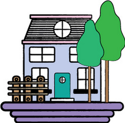 Beautiful house with grid wood Royalty Free Vector Image