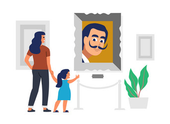 Exhibition people visitors art gallery Royalty Free Vector