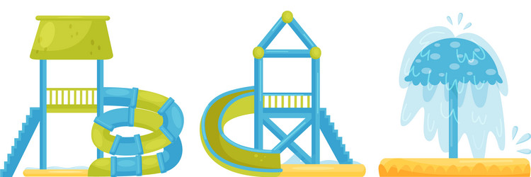 Water slides and playgrounds as waterpark Vector Image