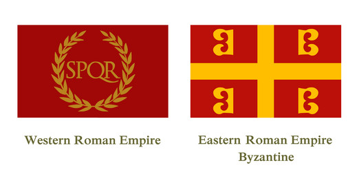 Western roman empire flag and byzantine flag Vector Image