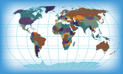 World map with coordinate grid Royalty Free Vector Image