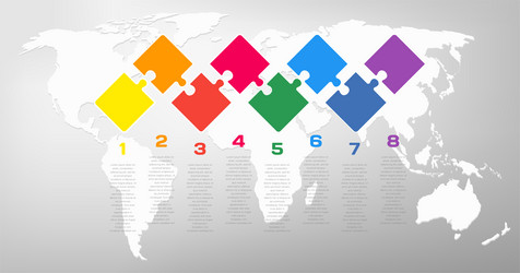 Eight piece line infographic jigsaw puzzle process