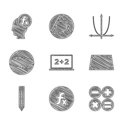Set function mathematical symbol pencil Royalty Free Vector