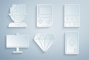 Set portable video game console computer monitor Vector Image