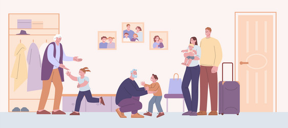 Happy family parents with children cute cartoon Vector Image
