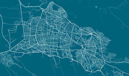 Detailed map isfahan city linear print Royalty Free Vector
