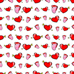 Lips kiss love and heart seamless pattern Vector Image