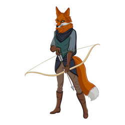 Warrior fox with bow for coloring page Royalty Free Vector