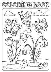 Coloring book early spring flowers set 1 Vector Image