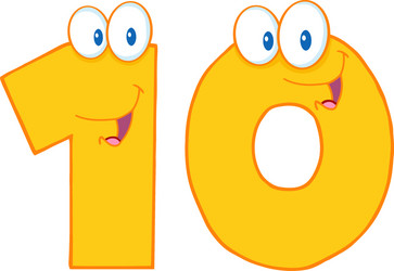 Number ten cartoon character Royalty Free Vector Image