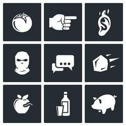 Shame ridicule icons set Royalty Free Vector Image