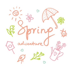 Springtime doodles frame design elements set Vector Image