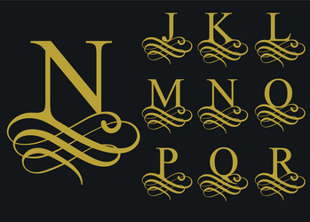 Curly font calligraphic alphabet original typeface