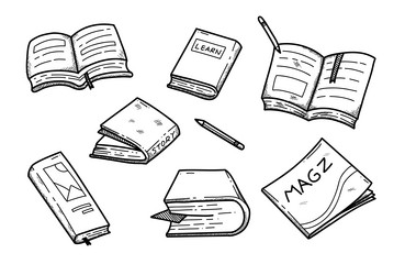 Set of doodle book collection - handdrawn Vector Image