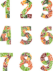 A set numbers in ethnic style Royalty Free Vector Image
