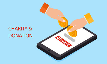 Donation box with hand logo Royalty Free Vector Image