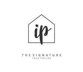 Ip initial letter handwriting and signature logo Vector Image