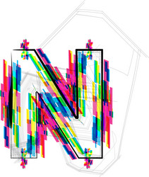 Grunge colorful font letter n Royalty Free Vector Image