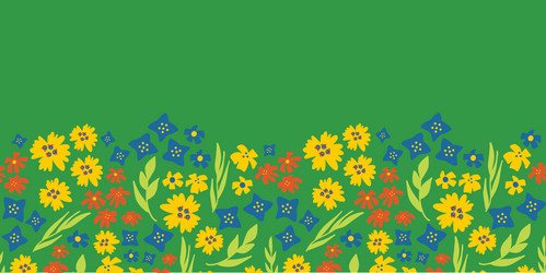 Cartoon retro botanical seamless border flat Vector Image