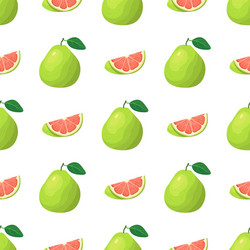 Fresh bright exotic whole and cut slice pomelo Vector Image