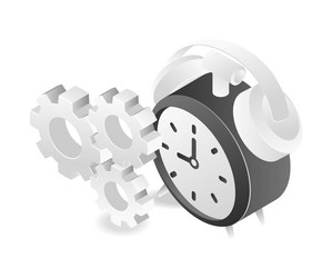 Flat isometric concept plan reminder alarm clock Vector Image