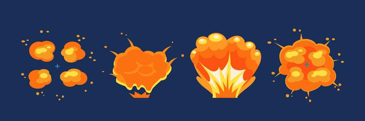 Bright orange dynamite or bomb explosion with puff