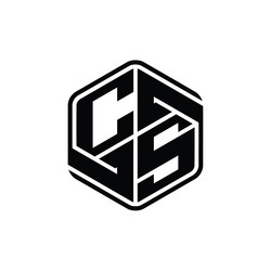 Cs letter logo monogram hexagon shape Royalty Free Vector