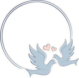Blue round frame flying doves Royalty Free Vector Image