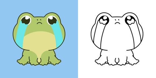 Kawaii froggy for coloring page Royalty Free Vector Image