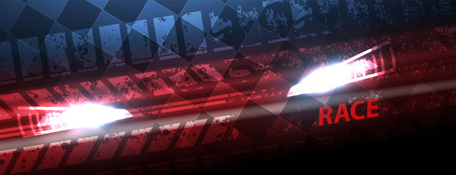 Racing car light in motion with checkered Vector Image