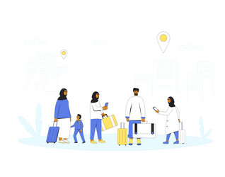 Family migration group of people with bags Vector Image