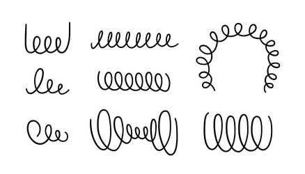 Hand drawn spiral springs set doodle flexible Vector Image