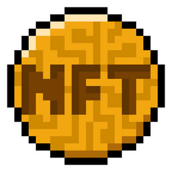 Nft robot pixel art cartoon character Royalty Free Vector