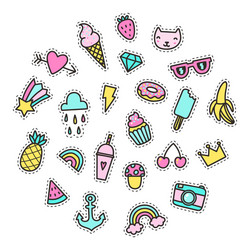 Set of cute pins stickers objects Royalty Free Vector Image