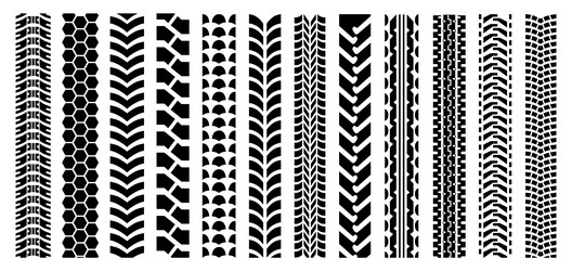 Textures of tire tracks realistic flat imprints Vector Image