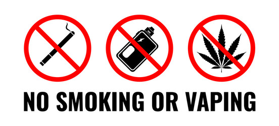 Vaping and smoking prohibition signs Royalty Free Vector