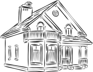 Beautiful cozy house built realistic sketch Vector Image