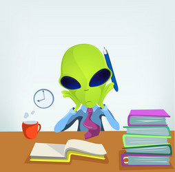 Cartoon construction worker alien Royalty Free Vector Image
