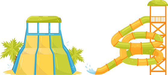 Water slides and playgrounds as waterpark Vector Image