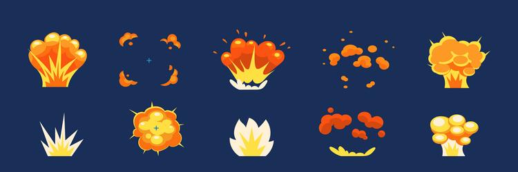 Bright orange dynamite or bomb explosion with puff