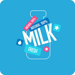 Modern poster fresh milk with splashes Royalty Free Vector