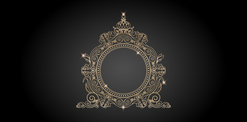 Frame with crown circle gold border Royalty Free Vector