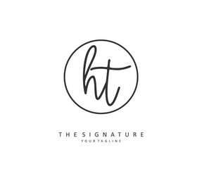 H t ht initial letter handwriting and signature Vector Image
