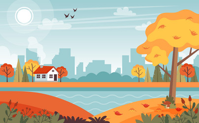 Autumn theme landscape 1 Royalty Free Vector Image